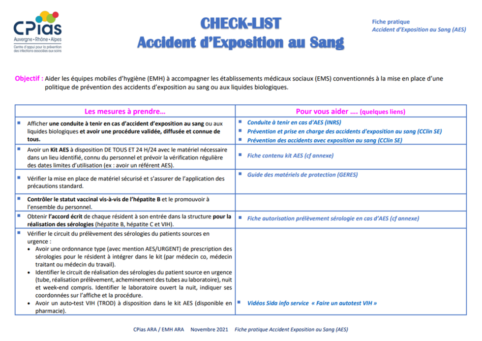 CHECK-LIST - Accident d'Exposition au Sang - URPS infirmiers HDF